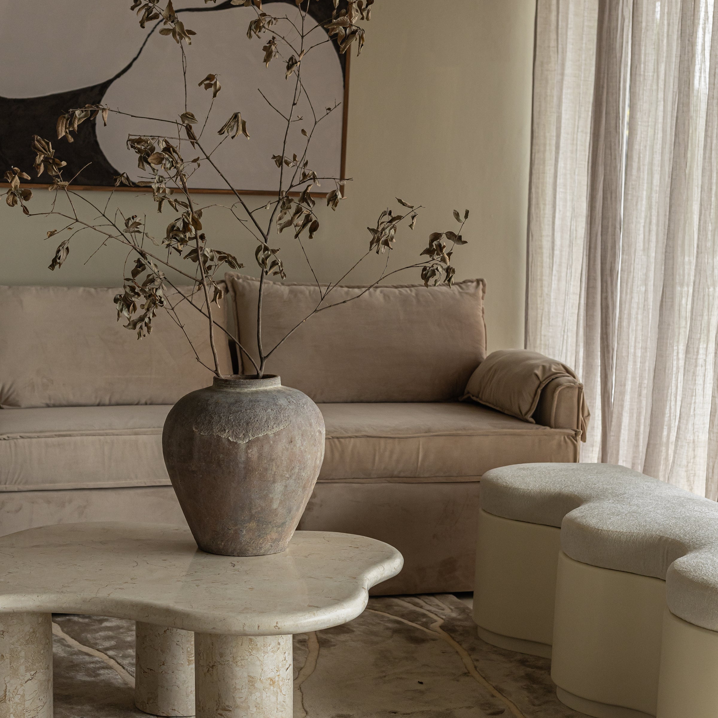 Triana Bench, Cream, Gmelina Wood - En Gold