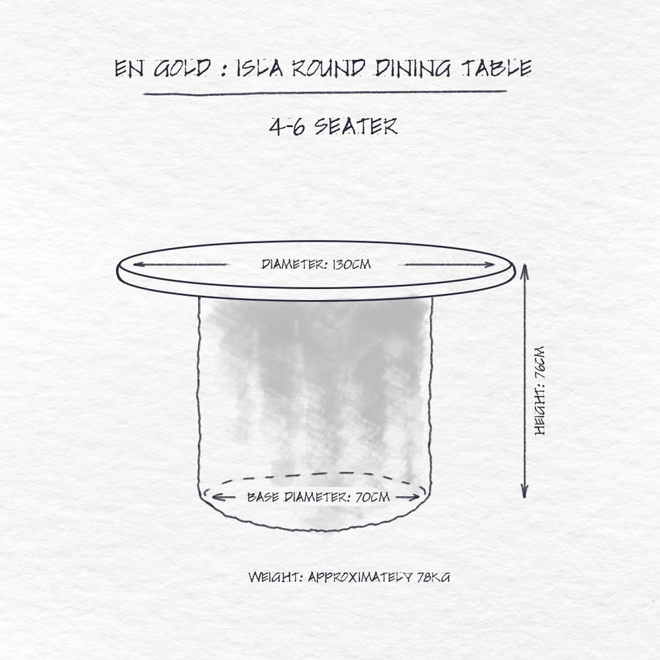 Isla Round Dining Table, Fossil Limestone Stone - En Gold