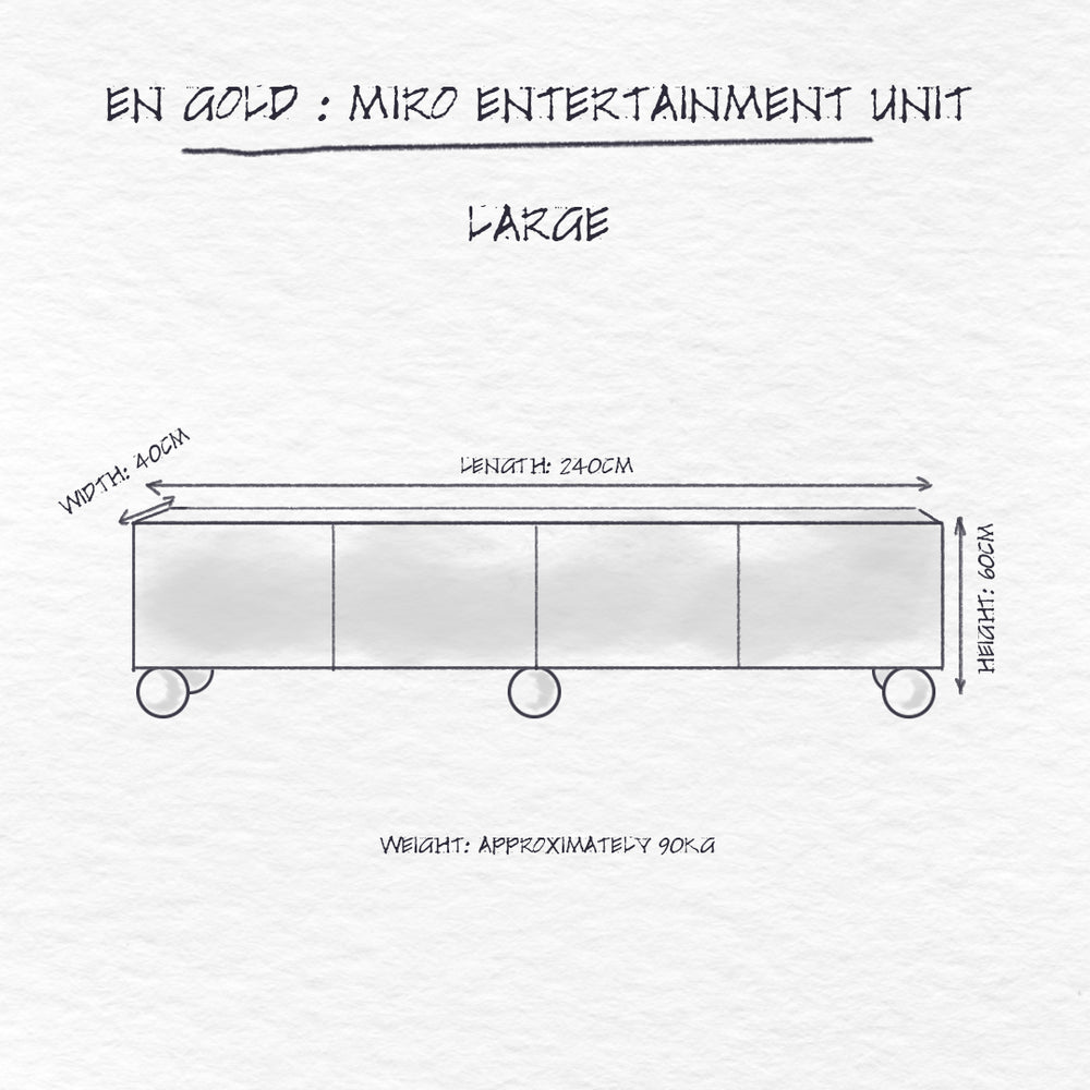Miro Entertainment Unit, Large, Smokey White Fossil Stone - En Gold ...