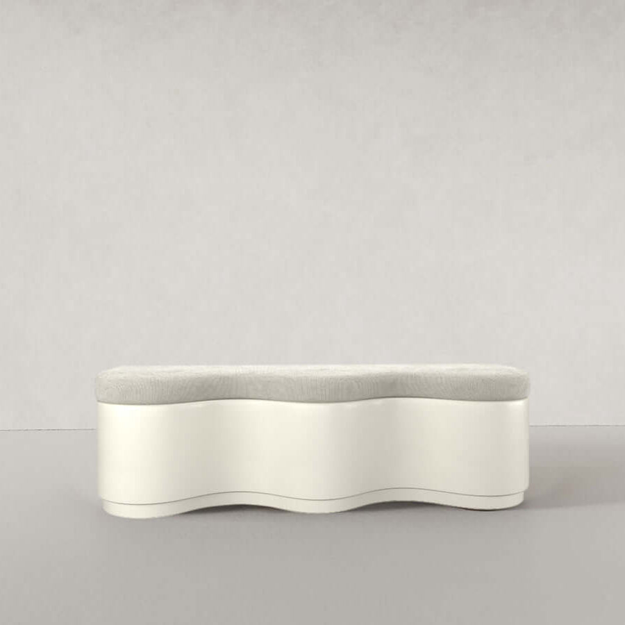 Triana Bench, Cream, Gmelina Wood - En Gold